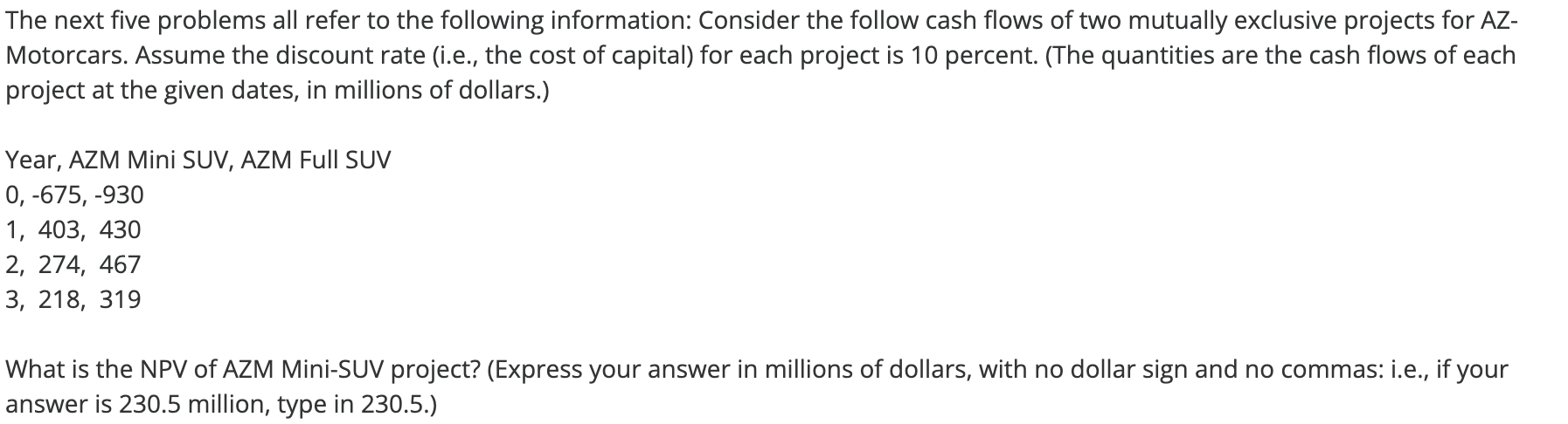 Solved The next five problems all refer to the following | Chegg.com