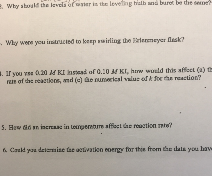 Solved Why should the levels of water in the leveling bulb | Chegg.com