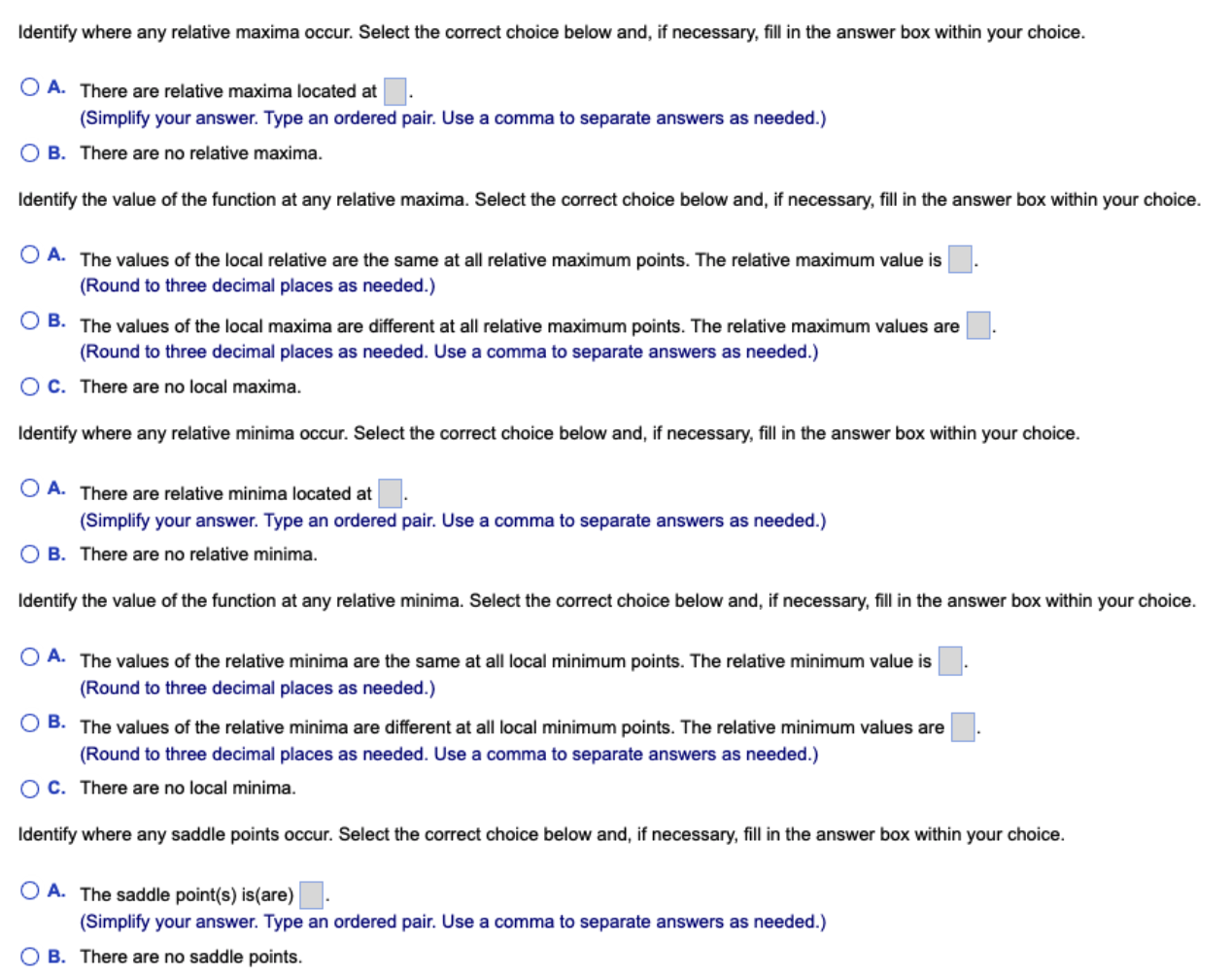 Solved Find All Relative Extrema For The Function