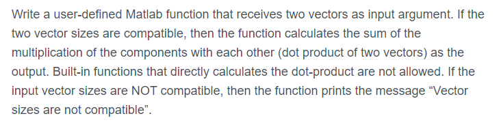 Solved Write a user-defined Matlab function that receives | Chegg.com