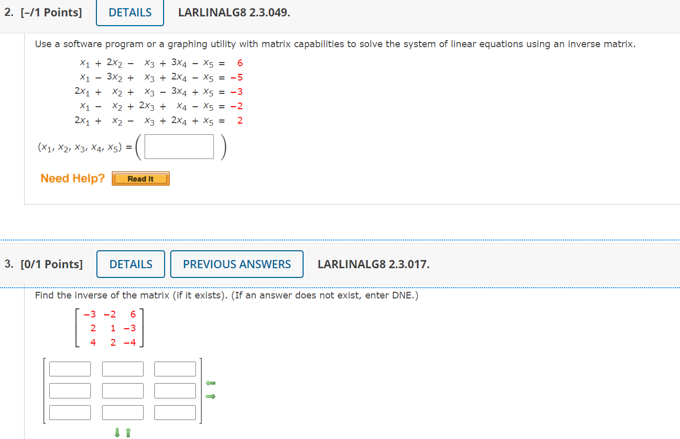 Solved 2. [-/1 Points] DETAILS LARLINALG8 2.3.049. Use a | Chegg.com
