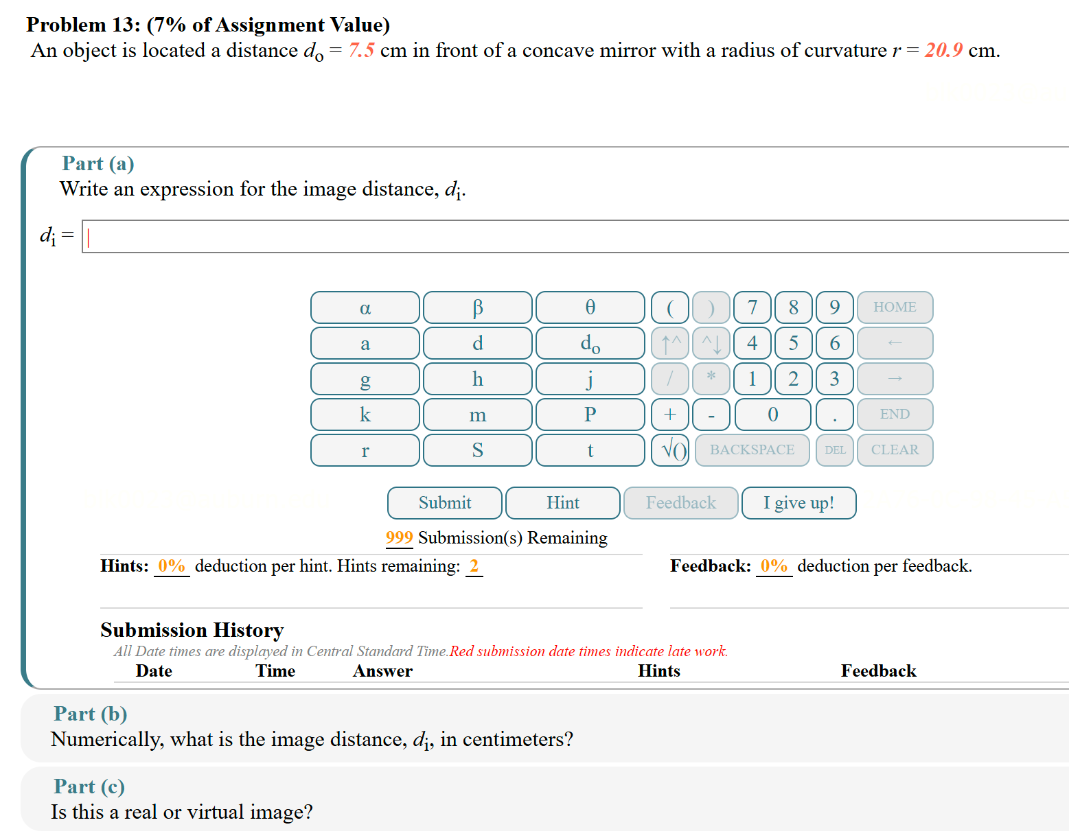 Solved by an EXPERT Problem 13: (7\% ﻿of Assignment Value)An object is | Chegg.com
