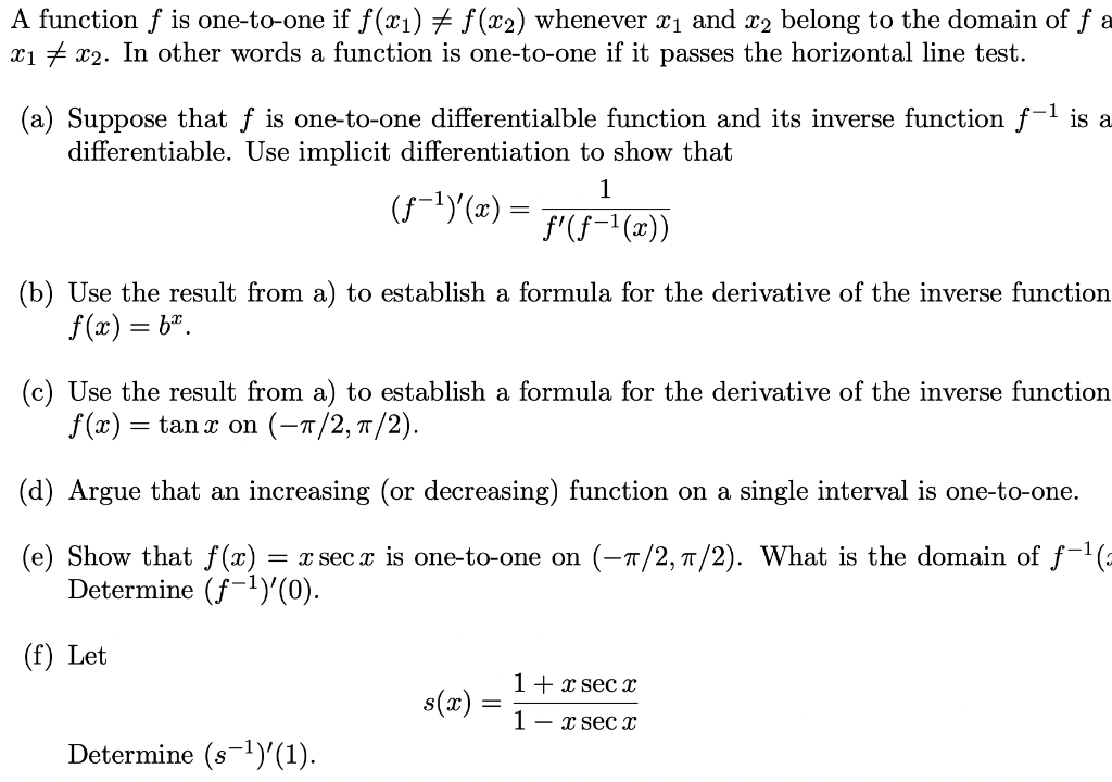 Solved A function f is one-to-one if f(x1) = f(x2) whenever | Chegg.com