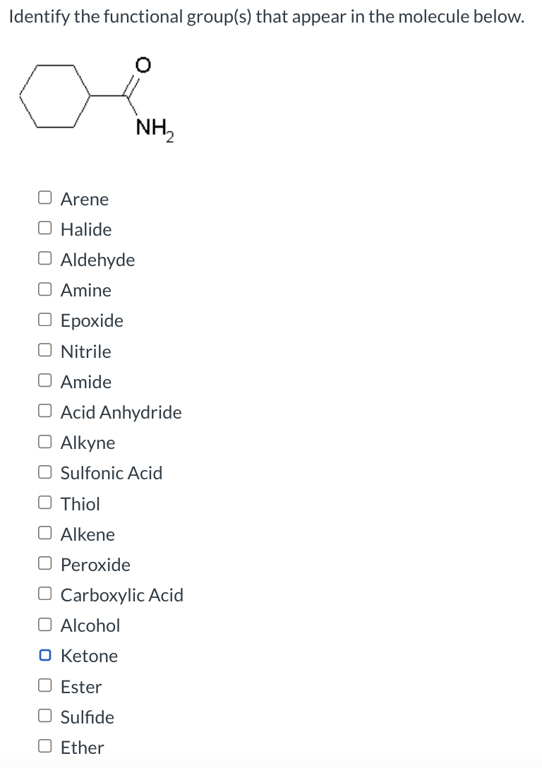 Solved Identify the functional group(s) that appear in the | Chegg.com