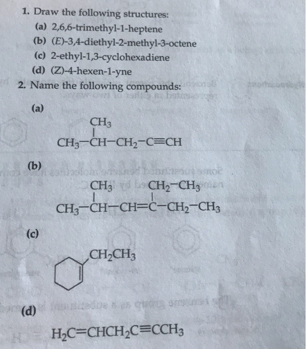 Solved 1. Draw the following structures: (a) | Chegg.com