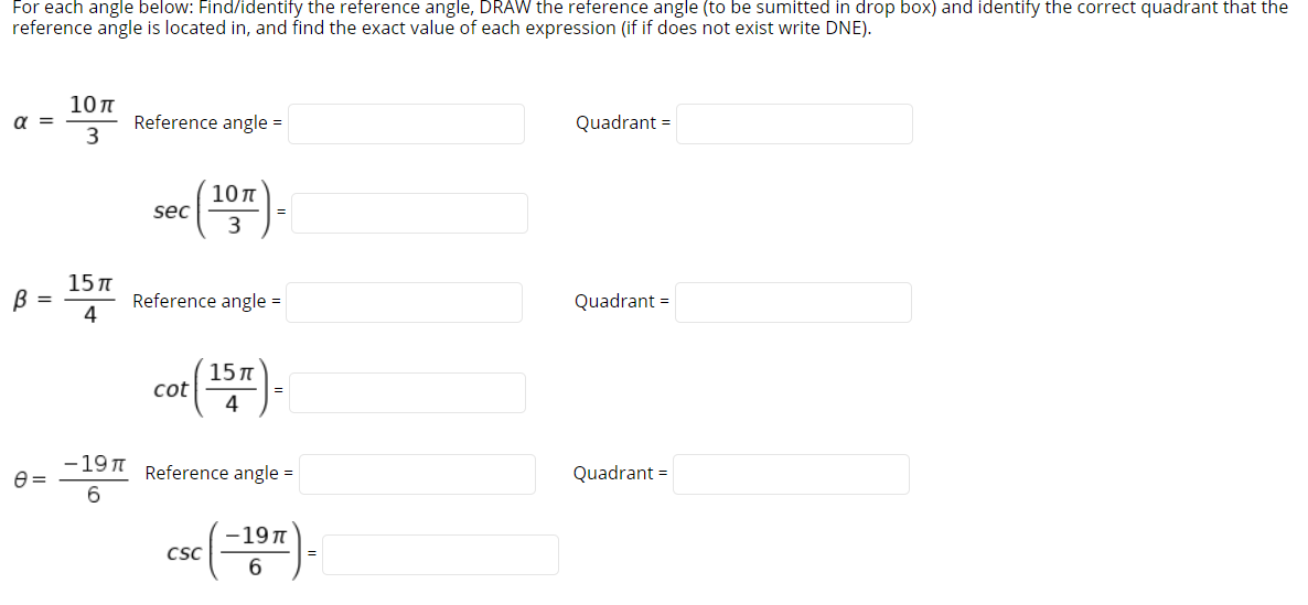Solved For each angle below: Find/identify the reference | Chegg.com