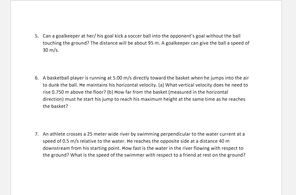 Solved Chapter 3 Homework: 2D Kinematics and Projectile | Chegg.com