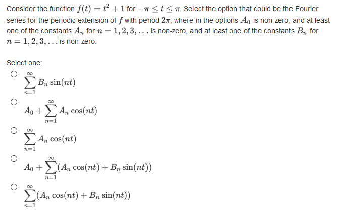 Solved Consider The Function F T { 1 For
