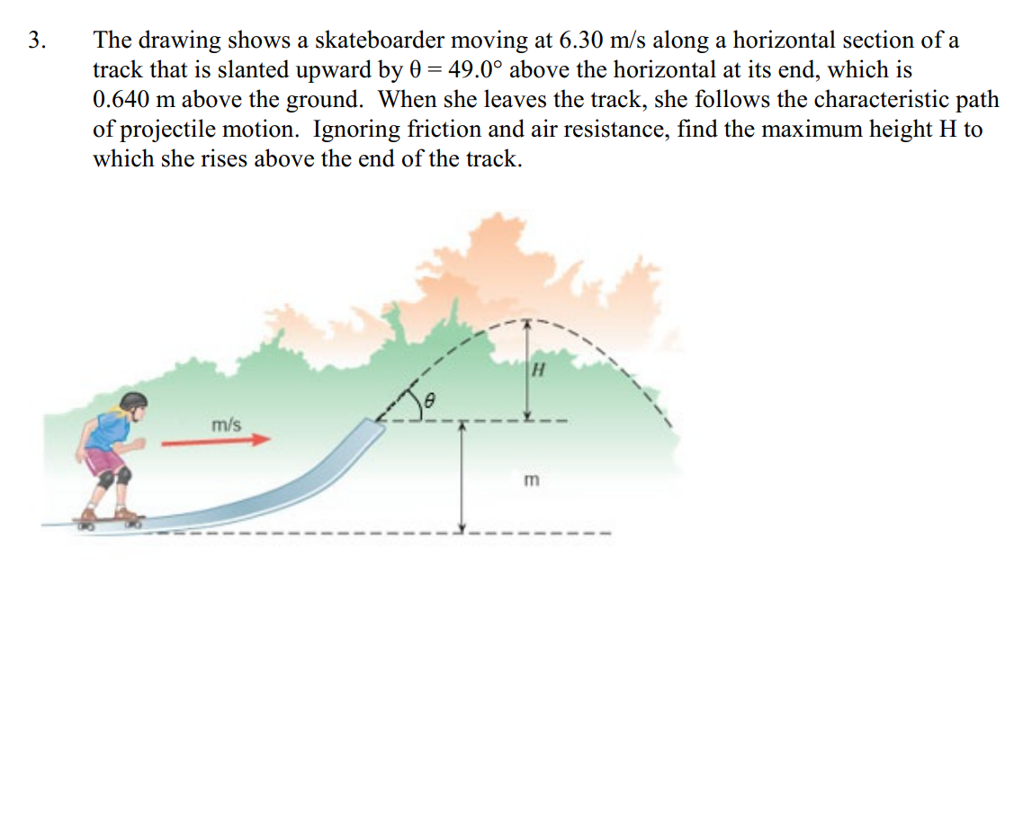Solved The drawing shows a skateboarder moving at 6.30 m/s | Chegg.com