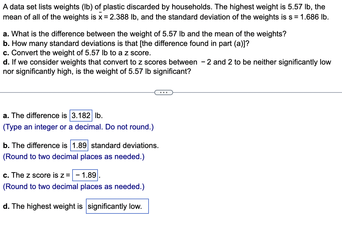 Solved A data set lists weights (lb) of plastic discarded by | Chegg.com