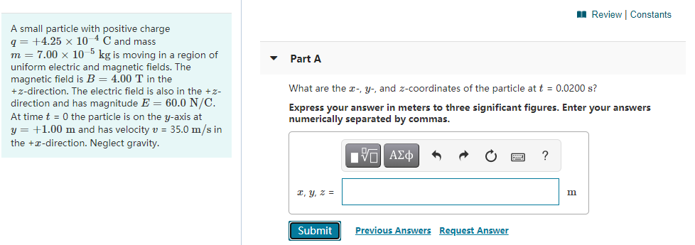 Solved Review Constants Part A A small particle with | Chegg.com