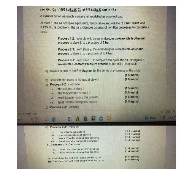 Solved by an EXPERT For Air: CR=1.005kJkg.K,CY=0.718kJkg.K ﻿and y=1.4A | Chegg.com