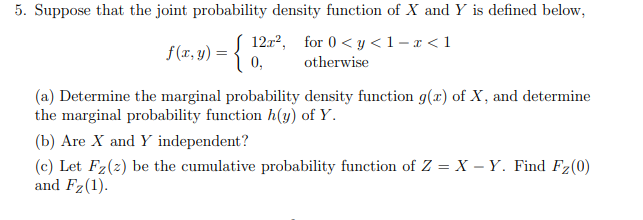 Solved f(x,y)={12x2,0, for 0 | Chegg.com