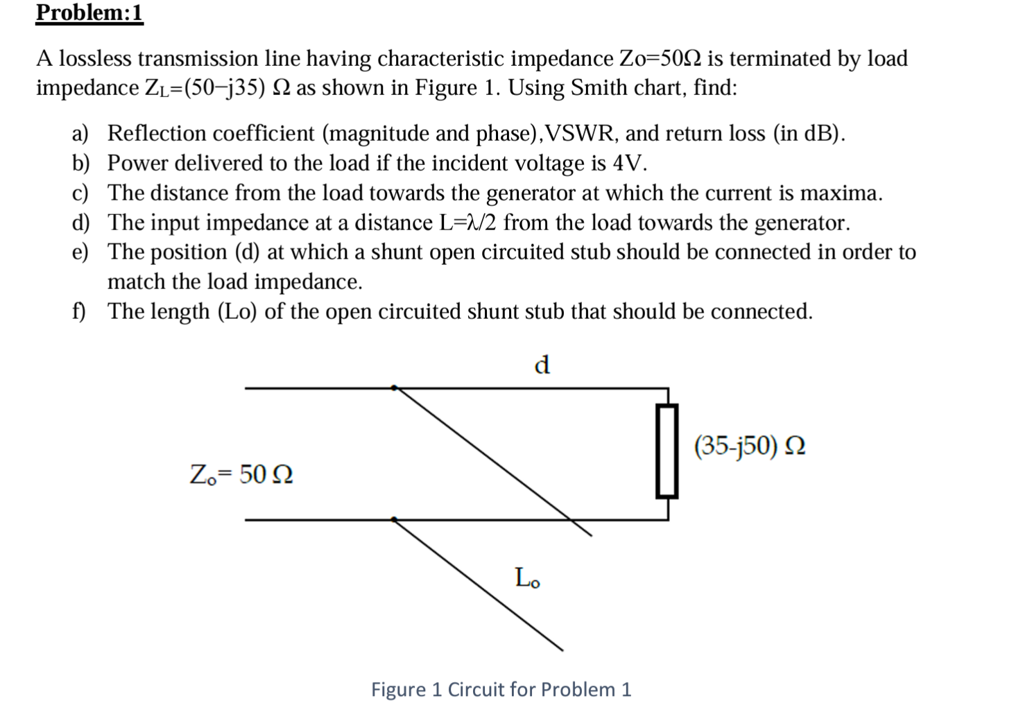 Solved A lossless transmission line having characteristic | Chegg.com