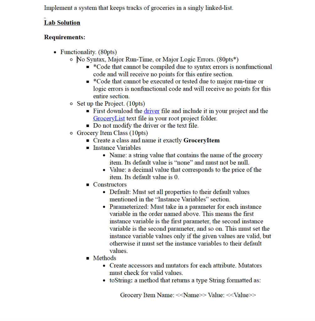 Solved Functionality. (80pts) - No Syntax, Major Run-Time, | Chegg.com