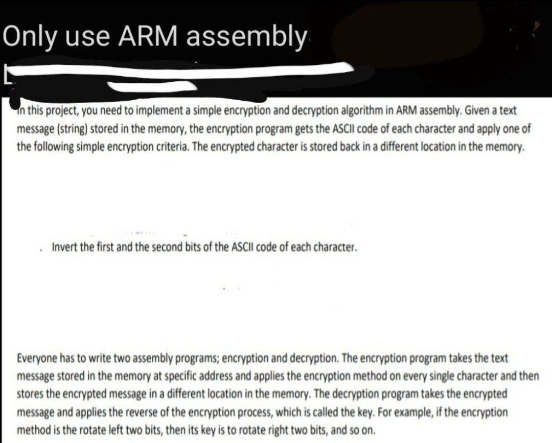 Solved Only use ARM assembly In this project, you need to | Chegg.com