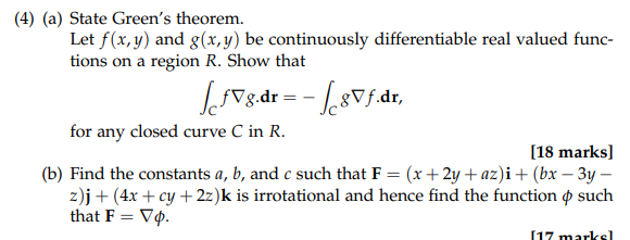 Solved (a) State Green's theorem. Let f(x,y) and g(x,y) be | Chegg.com