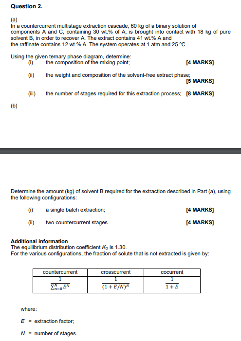 Solved Question 2. (a) In a countercurrent multistage | Chegg.com