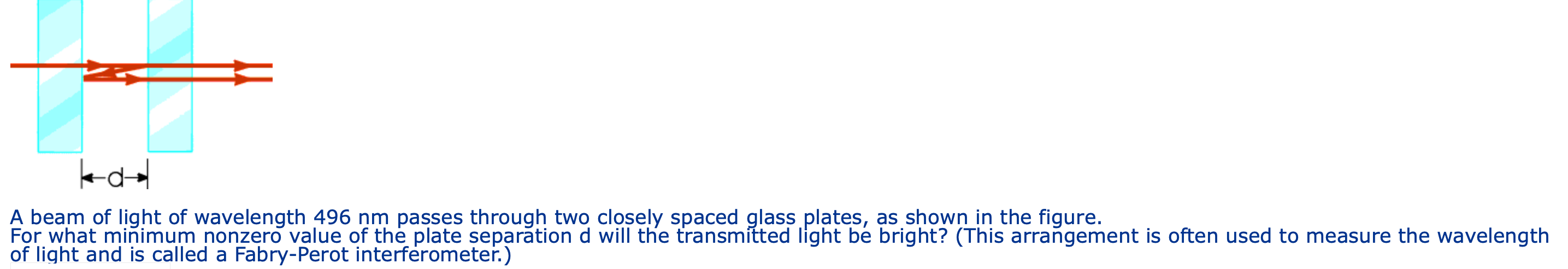 Solved A beam of light of wavelength 496 nm passes through | Chegg.com