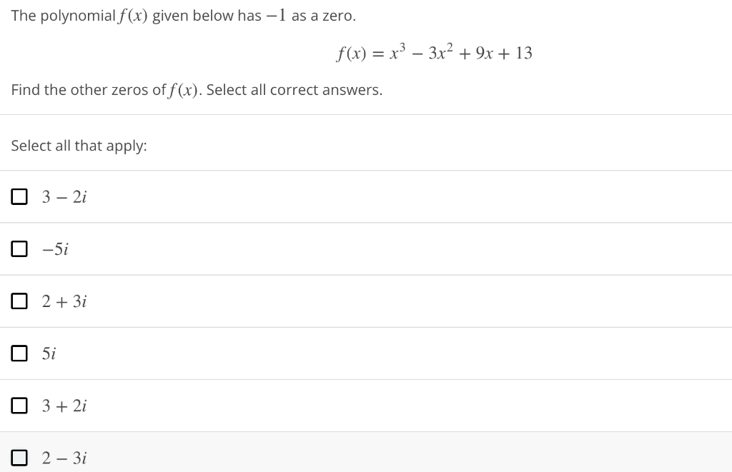 Solved The polynomial f(x) given below has −1 as a zero. | Chegg.com