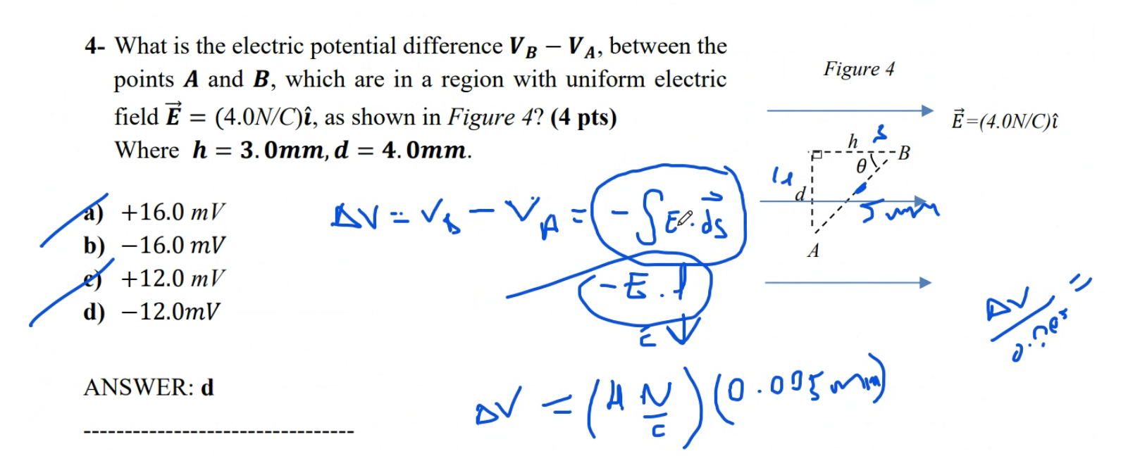 Solved Figure 4 4- What is the electric potential difference | Chegg.com