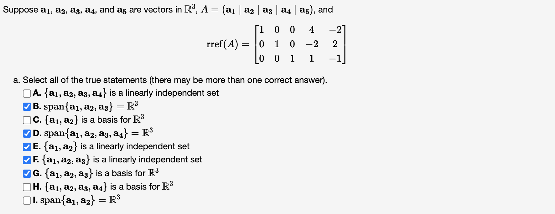 Solved ppose a1,a2,a3,a4, and a5 are vectors in | Chegg.com