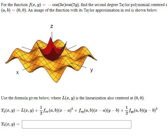 Solved For the function f(z,y) = - cos(32 )cos(7y), find the | Chegg.com