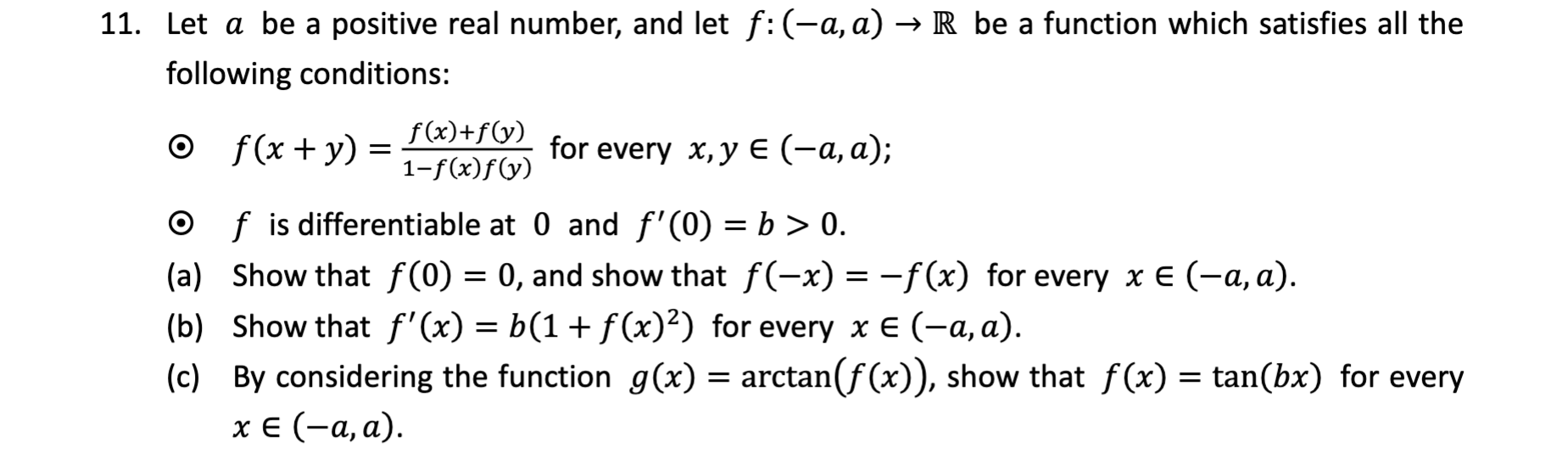 Solved 11. Let a be a positive real number, and let | Chegg.com