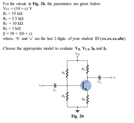 Solved For the circuit in Fig. 2b, the parameters are given | Chegg.com