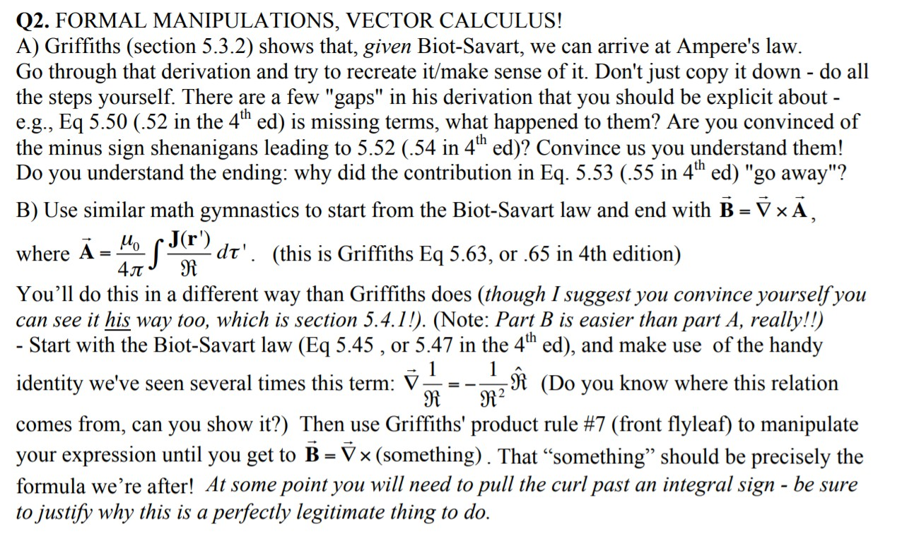 Solved Q2. FORMAL MANIPULATIONS, VECTOR CALCULUS! A) | Chegg.com