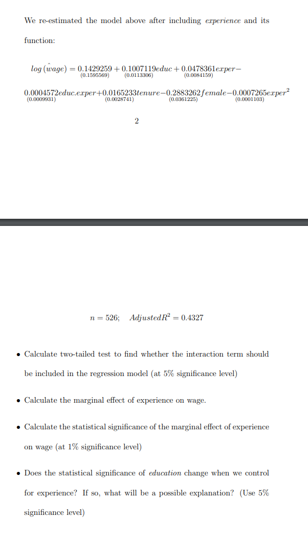 Solved 1 Regression Further Issues The following model | Chegg.com