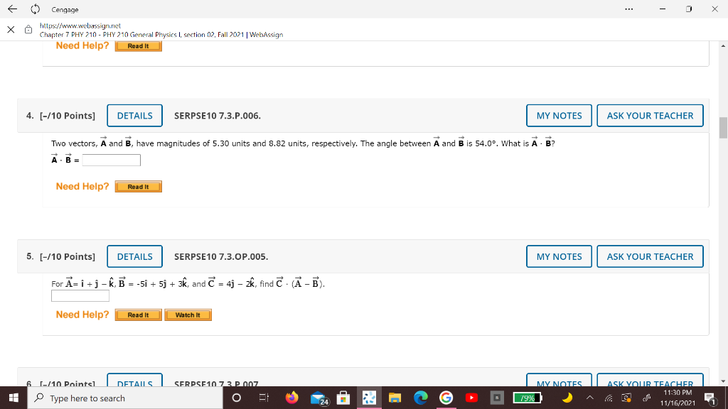 Solved Cengage XÔ https://www.webassign.net Chapter 7 PHY | Chegg.com