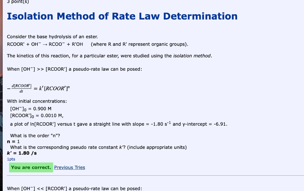 Solved 3 points) Isolation Method of Rate Law Determination | Chegg.com