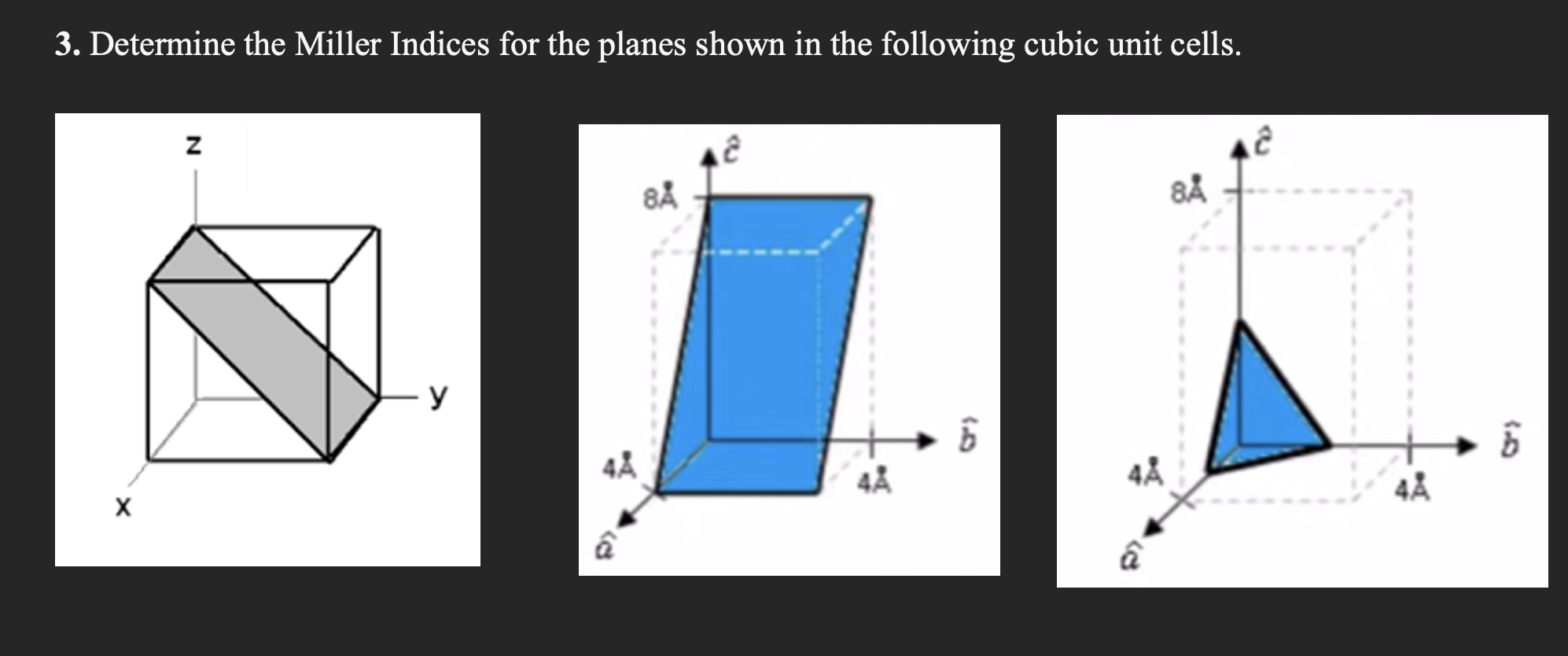 Solved 3. ﻿Determine the Miller Indices for the planes shown | Chegg.com