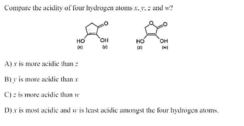 Solved Compare the acidity of four hydrogen atoms \( ﻿x, ﻿y, | Chegg.com