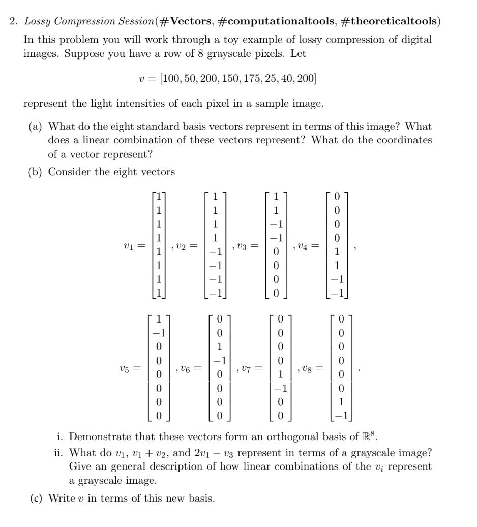 2. Lossy Compression Session (\#Vectors, | Chegg.com