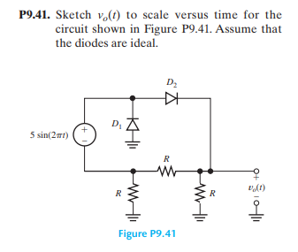 Solved P9.41. Sketch vo(t) to scale versus time for the | Chegg.com