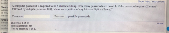 Solved Show Intro/Instructions accoun A computer password is | Chegg.com