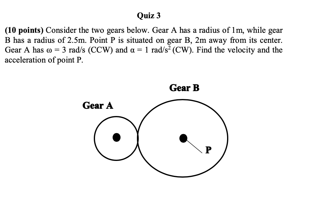 Solved Quiz 3 (10 points) Consider the two gears below. Gear | Chegg.com