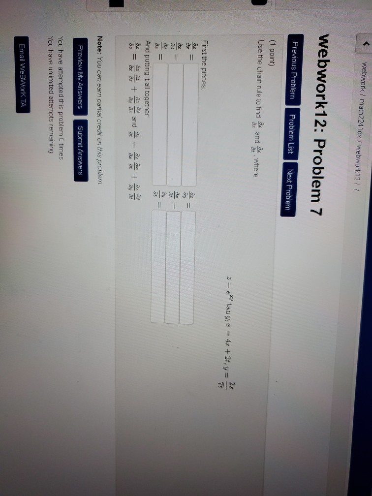 Solved webwork/ math2241dx / webwork12 / 7 webwork12: | Chegg.com