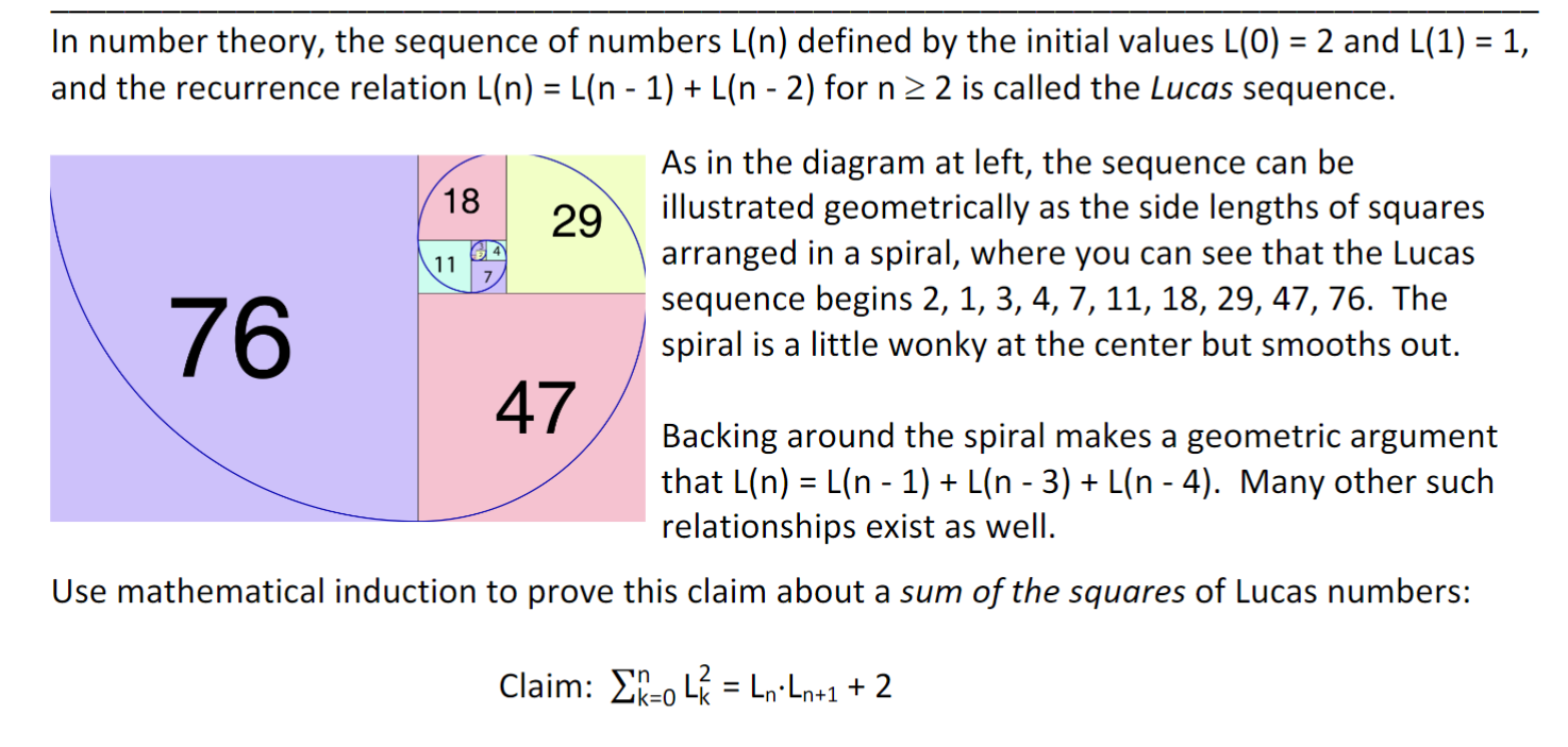 Solved In number theory, the sequence of numbers L(n) | Chegg.com