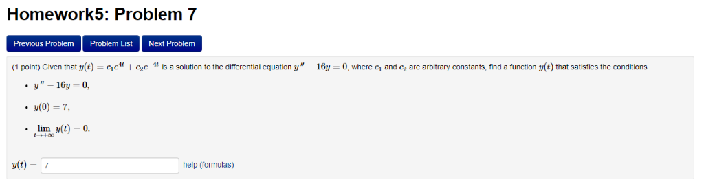Solved Homework5: Problem 7 Previous Problem Problem List | Chegg.com