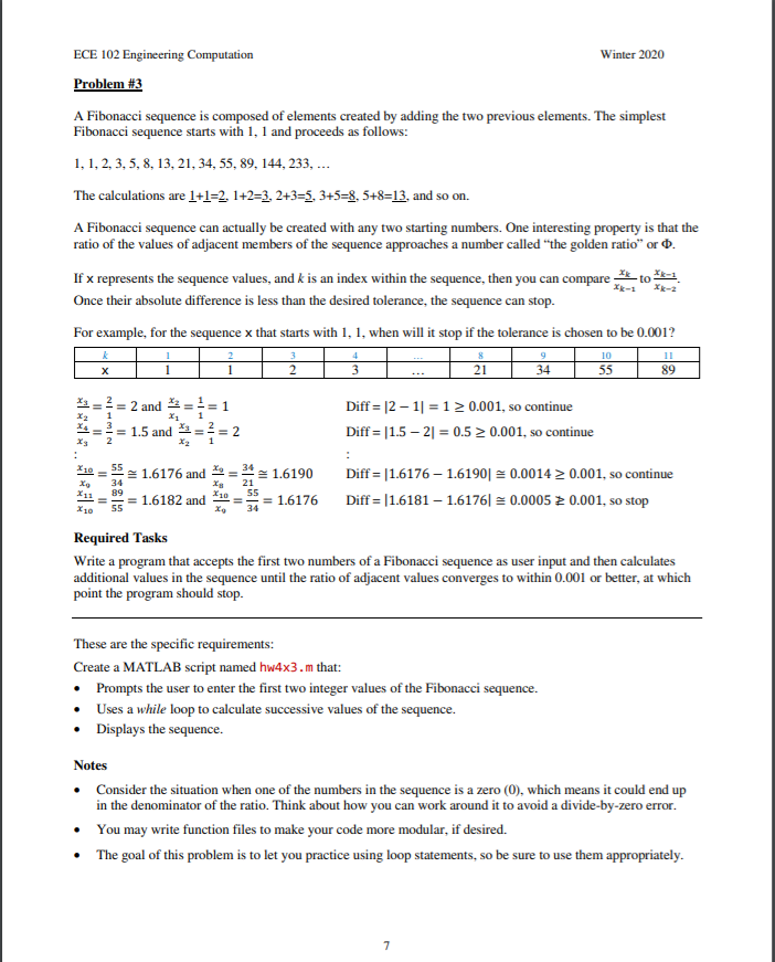 Solved ECE 102 Engineering Computation Winter 2020 Problem | Chegg.com