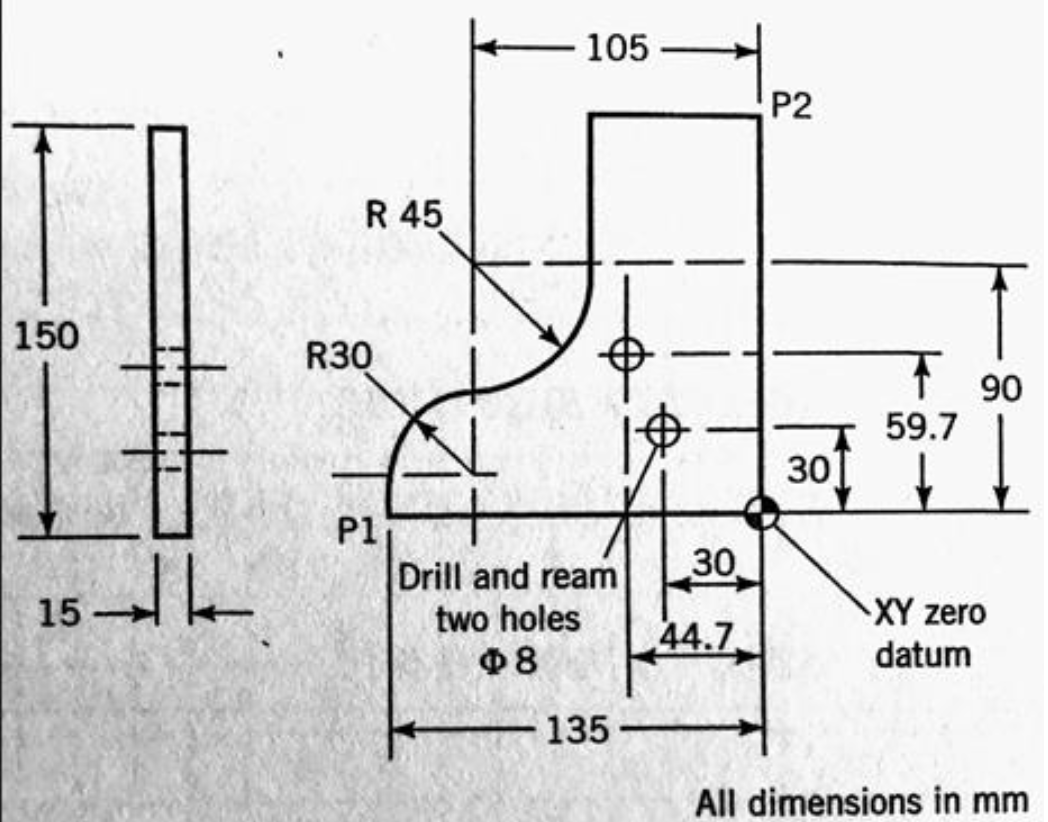 Solved 3. Write both NC and APT programs for the workpiece | Chegg.com