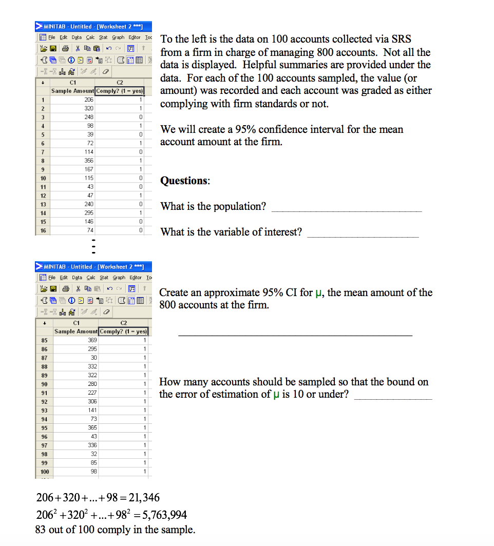 Solved MINITAB Untitled-[Worksheet 2 ***] Ele Edt Dgta Cok | Chegg.com
