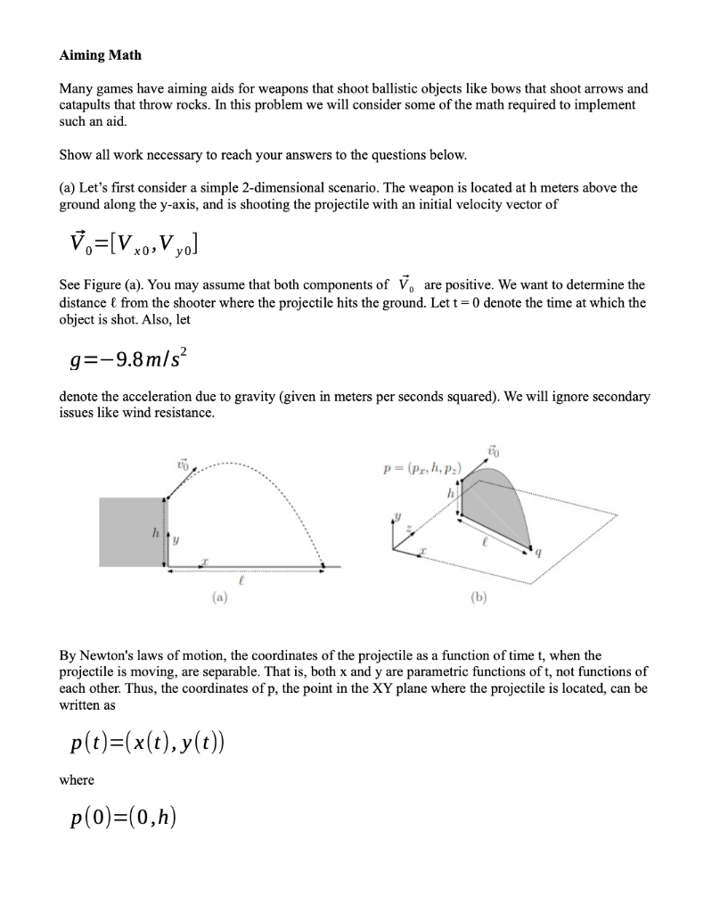 Solved Aiming Math Many games have aiming aids for weapons | Chegg.com