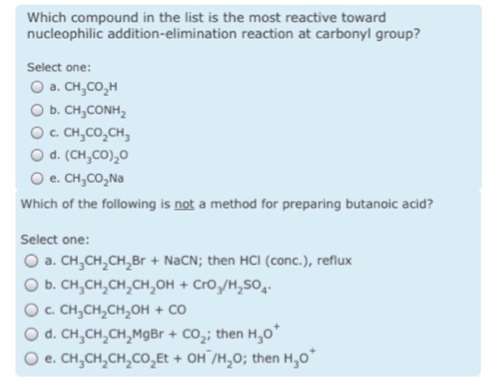 Solved Which compound in the list is the most reactive | Chegg.com