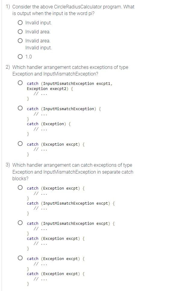 1) Consider the above CircleRadiusCalculator program. | Chegg.com
