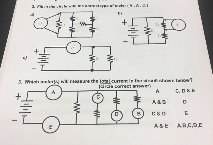 Solved 2. Fill in the circle with the correct type of meter | Chegg.com