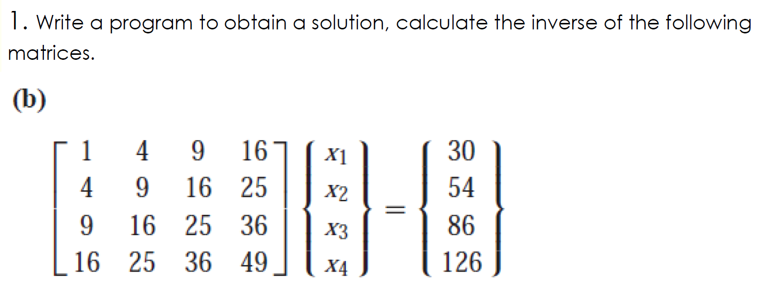 1. Write a program to obtain a solution, calculate | Chegg.com